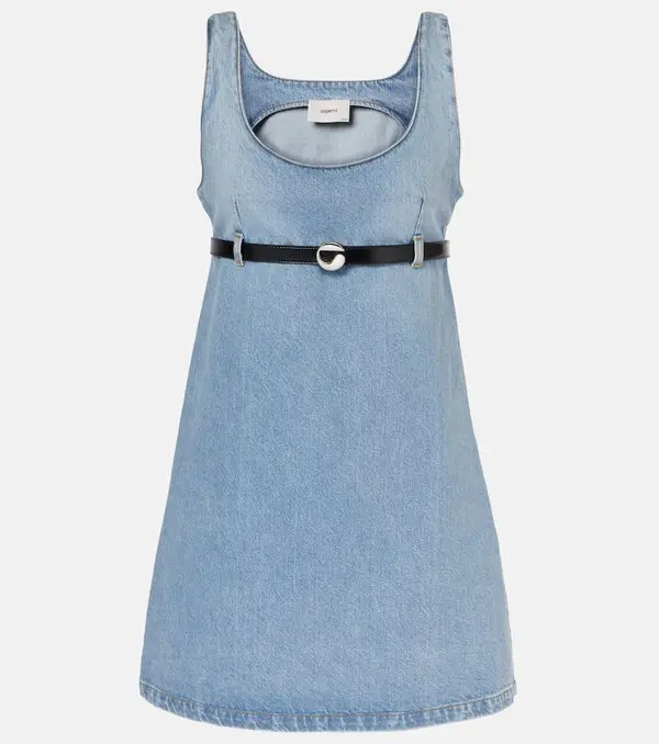Coperni Belted Mini Denim Dress - Blue