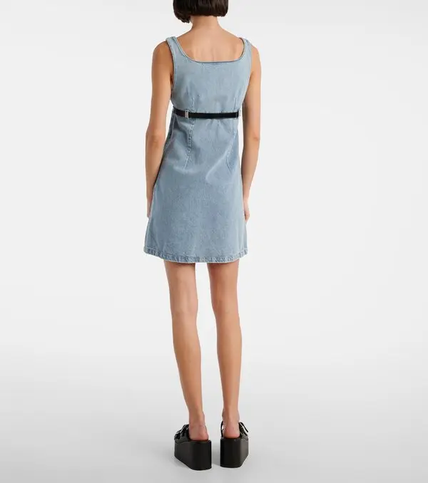 Coperni Belted Mini Denim Dress - Blue