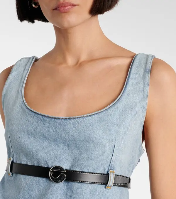 Coperni Belted Mini Denim Dress - Blue