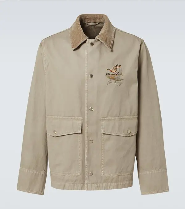 Burberry Embroidered Cotton Twill Field Jacket - Beige