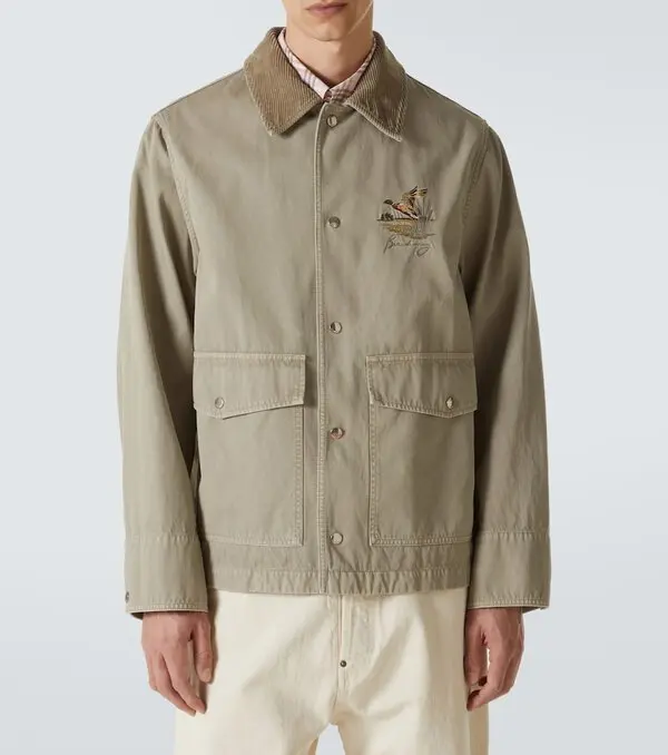 Burberry Embroidered Cotton Twill Field Jacket - Beige