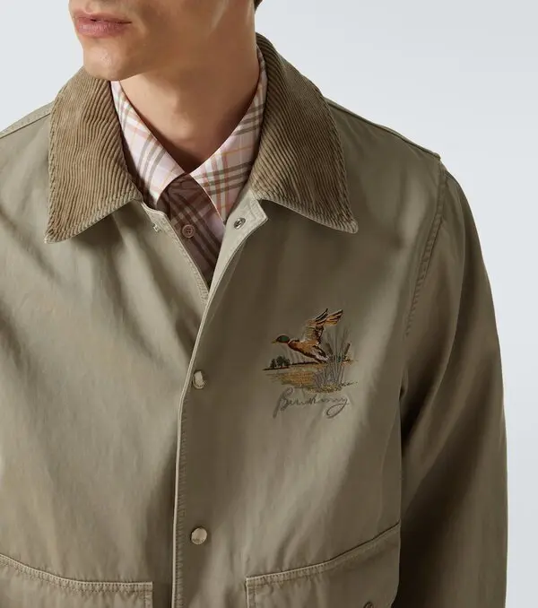 Burberry Embroidered Cotton Twill Field Jacket - Beige