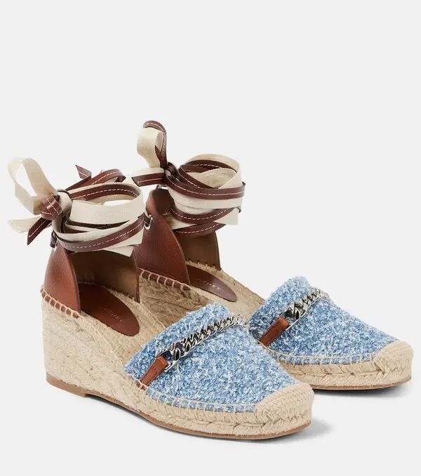 Stella McCartney Gaia Denim Bouclé Espadrilles - Blue