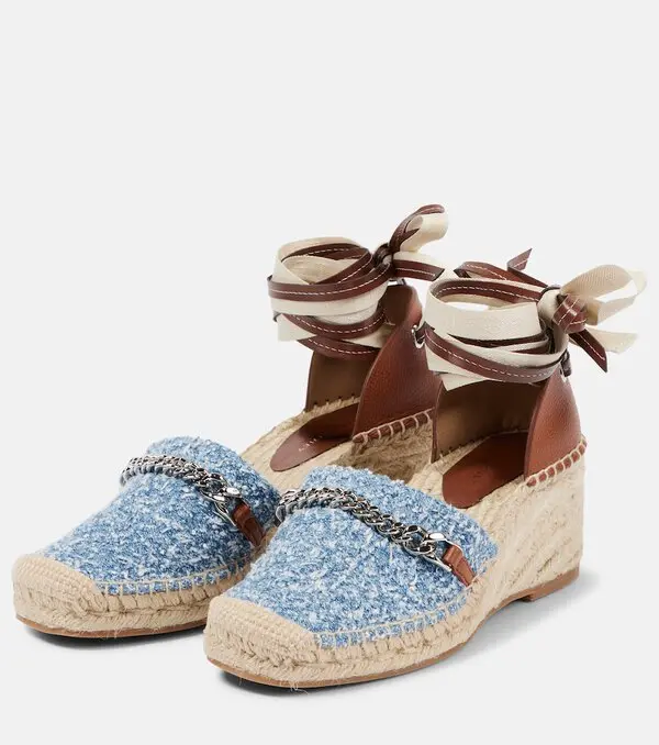 Stella McCartney Gaia Denim Bouclé Espadrilles