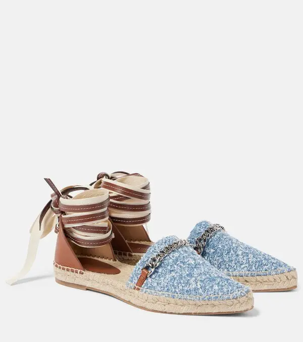 Stella McCartney Gaia Denim Bouclé Espadrilles - Blue