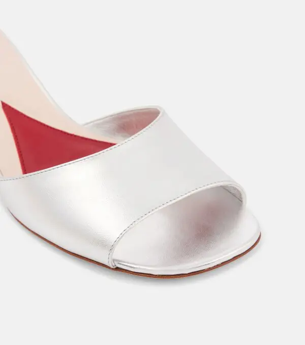 ROGER VIVIER Embellished Leather Mules - Silver