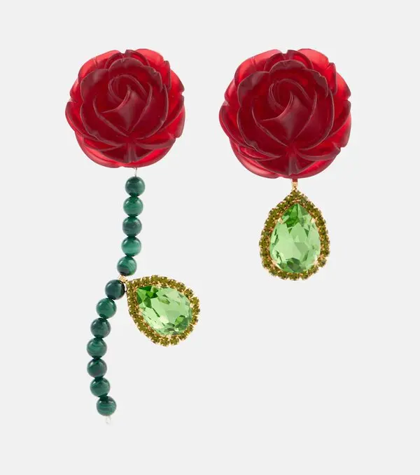 Magda Butrym Embellished Sterling Silver Drop Earrings - Red