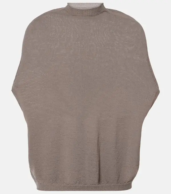 Rick Owens Wool Turtleneck Top - Grey
