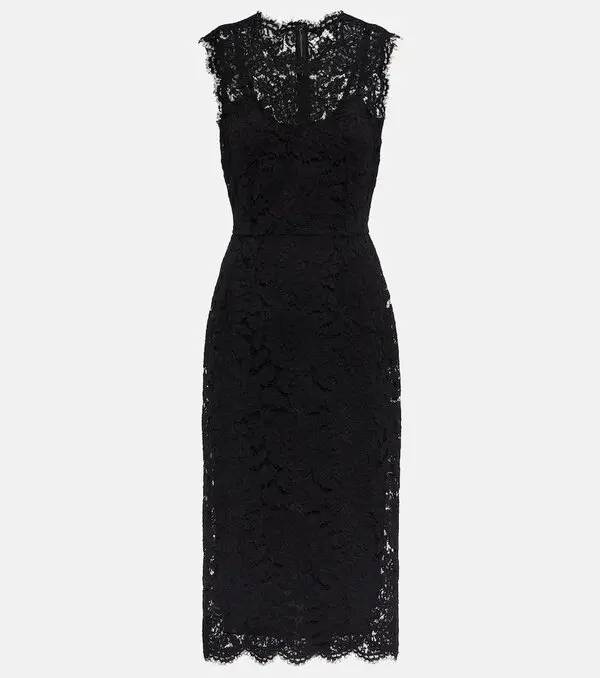 Dolce & Gabbana Lace Midi Dress - Black