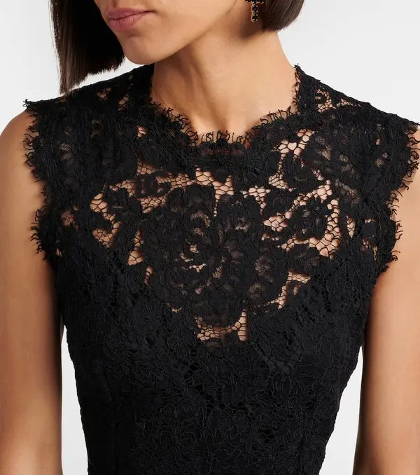 Dolce & Gabbana Lace Midi Dress - Black