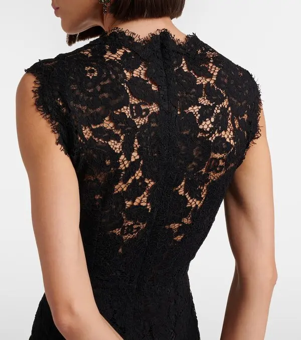 Dolce & Gabbana Lace Midi Dress - Black