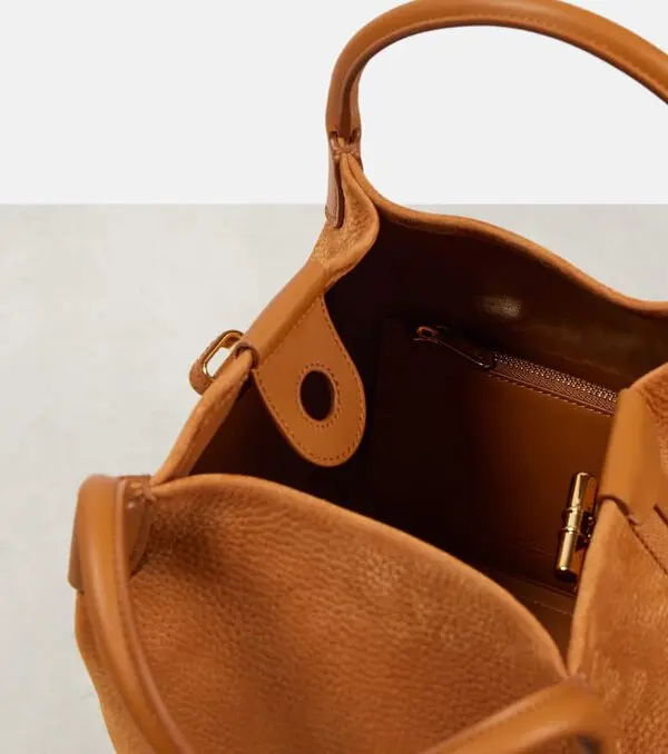 Loro Piana Bale Small Leather Tote - Brown
