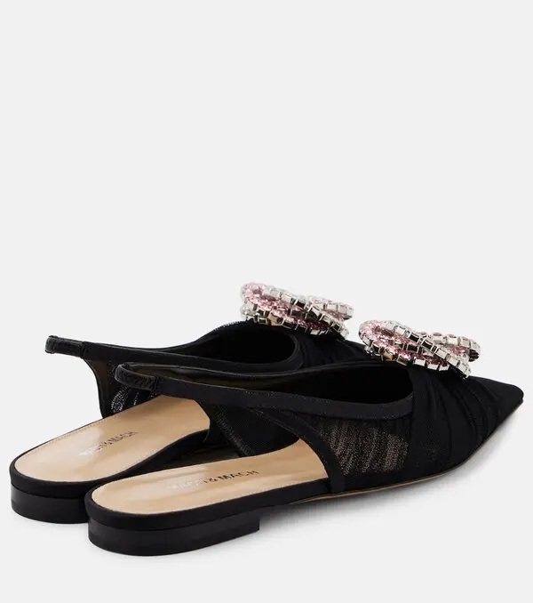 Mach & Mach Galaxy Tulle Slingback Flats - Black