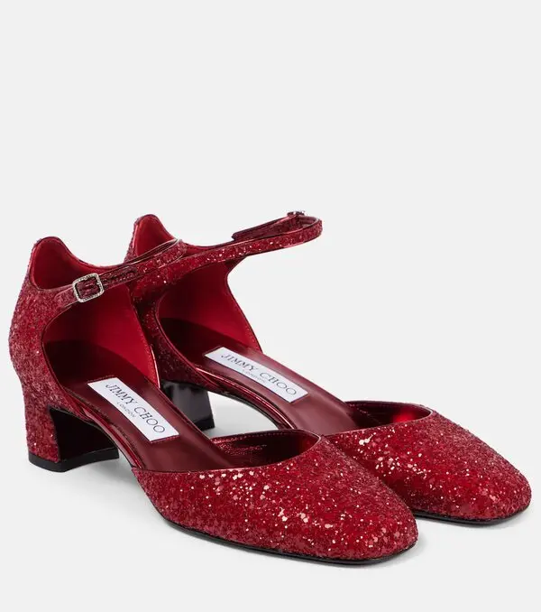 JIMMY CHOO Pixie 45 Glitter Pumps - Red