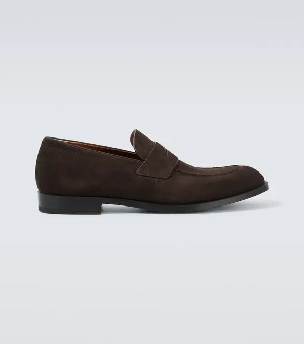 Zegna Suede Penny Loafers - Brown