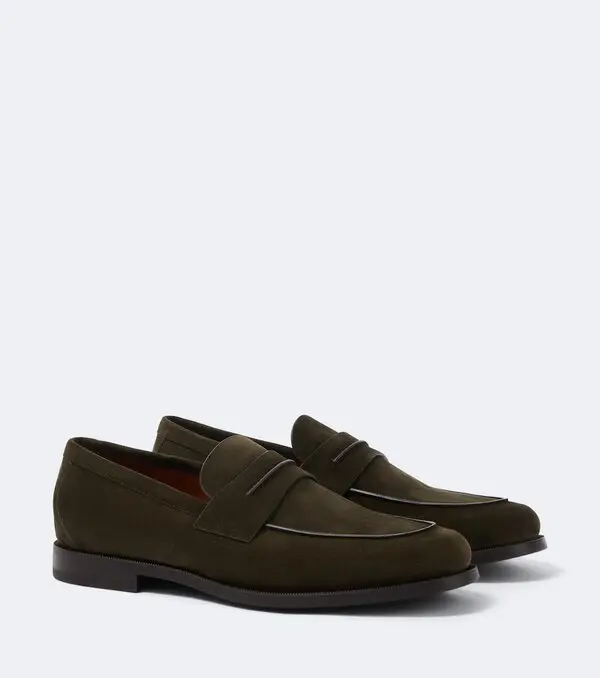 Zegna Suede Penny Loafers - Green