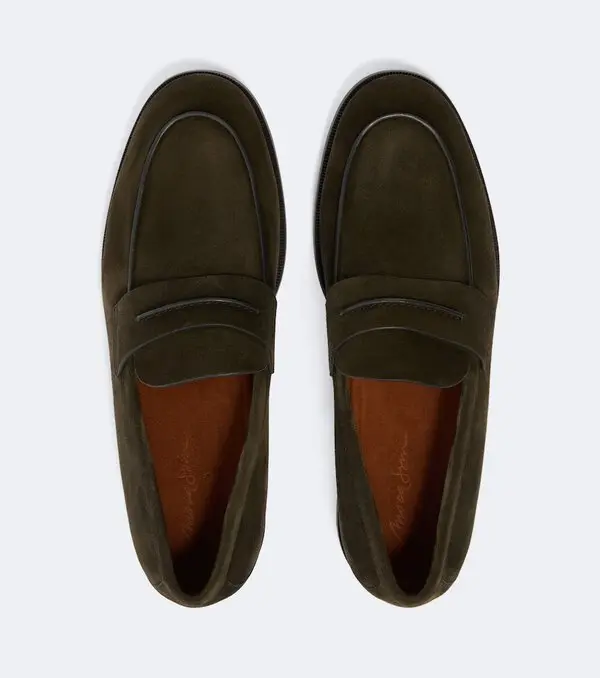 Zegna Suede Penny Loafers - Green