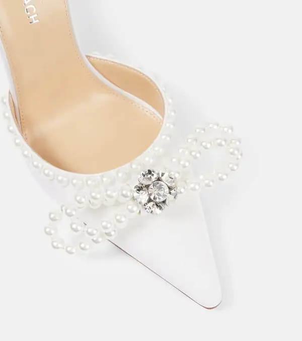 Mach & Mach Double Bow Embellished Satin Pumps