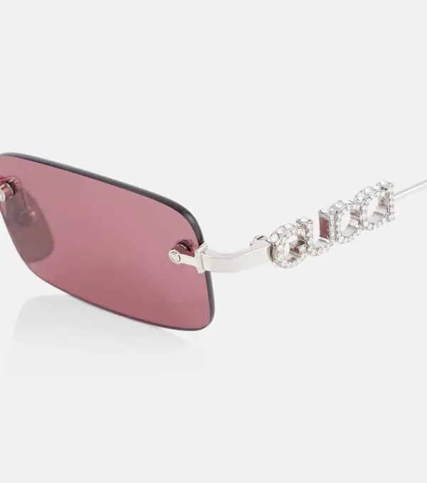 Gucci Logo Embellished Rectangular Sunglasses