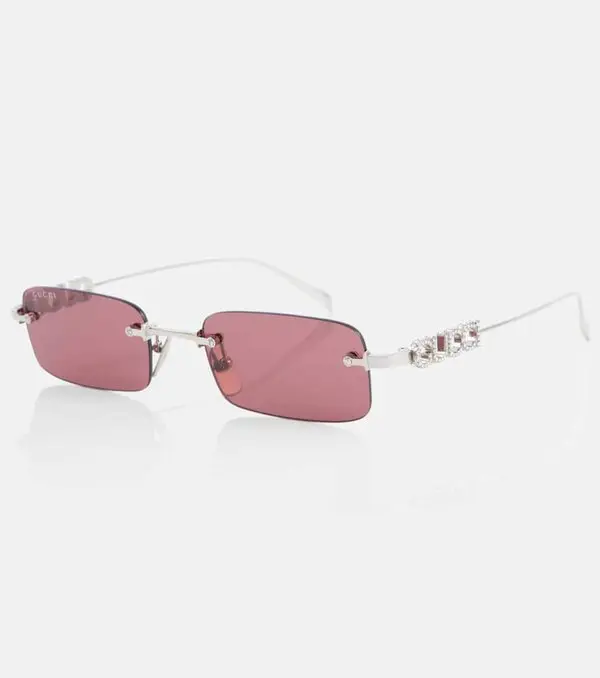 Gucci Logo Embellished Rectangular Sunglasses