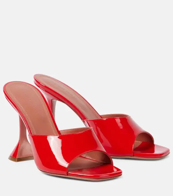 Amina Muaddi Lupita 70 Patent Leather Mules - Red
