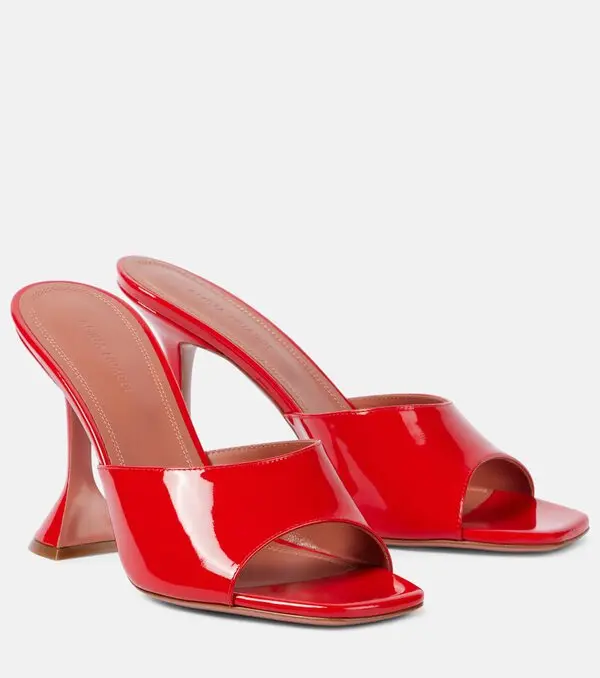 Amina Muaddi Lupita 70 Patent Leather Mules - Red