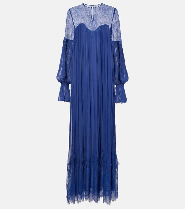 Costarellos Renia Chantilly Lace Gown - Blue