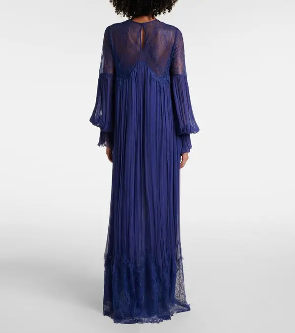 Costarellos Renia Chantilly Lace Gown - Blue