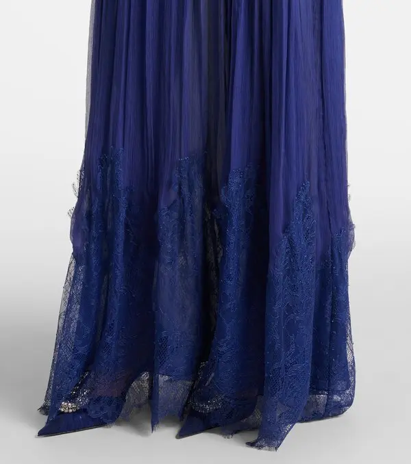 Costarellos Renia Chantilly Lace Gown - Blue