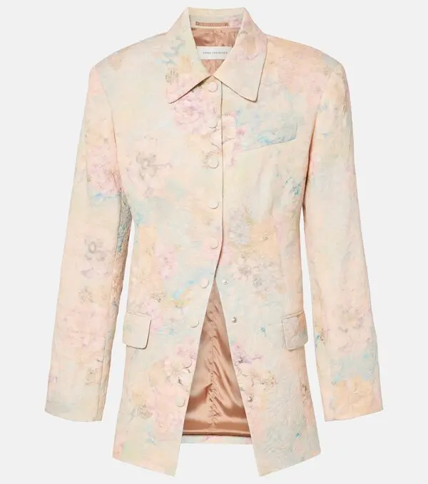 Dries Van Noten Floral Linen-blend Jacquard Blazer - Pink