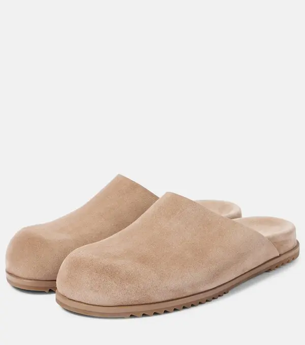 Rick Owens Granola Suede Mules - Beige