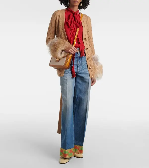 Valentino Garavani Beauregard Embroidered Leather Mules