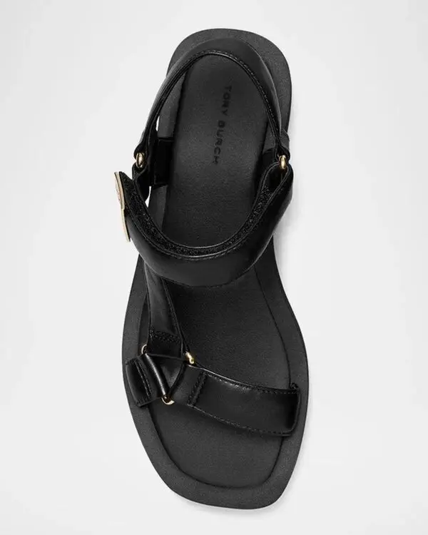 Tory Burch Mellow Leather Platform Sandals - Black