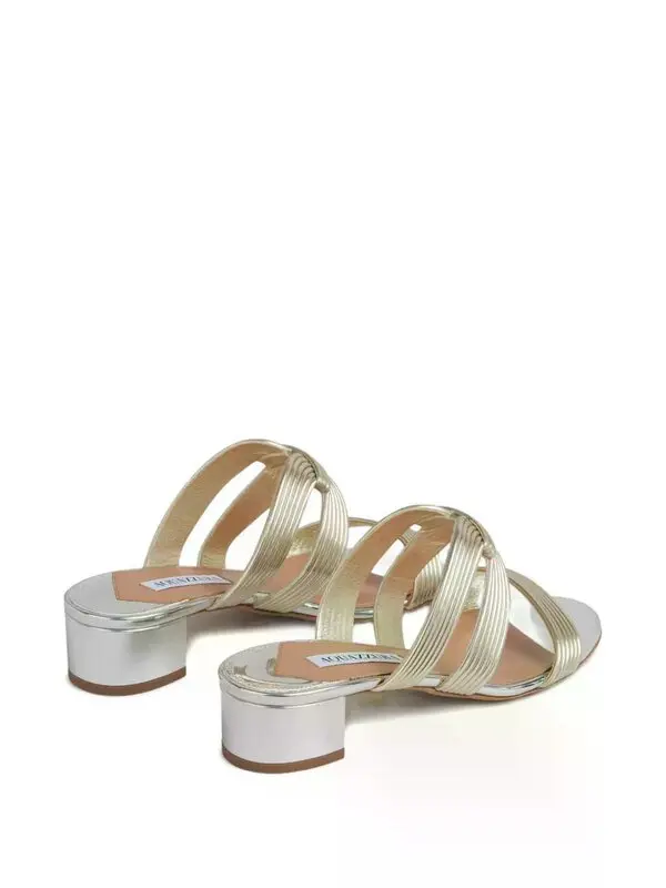 AQUAZZURA Ribbed-strap Metallic Sandals - Gold