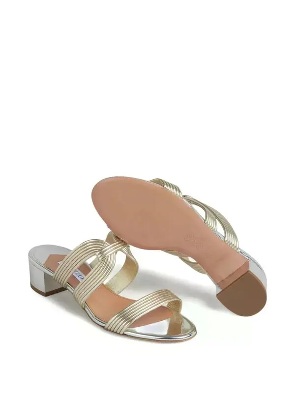 AQUAZZURA Ribbed-strap Metallic Sandals - Gold