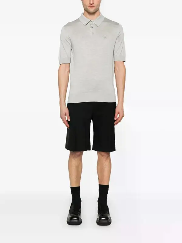 Dolce & Gabbana Logo-embroidered Silk Polo Shirt - Grey