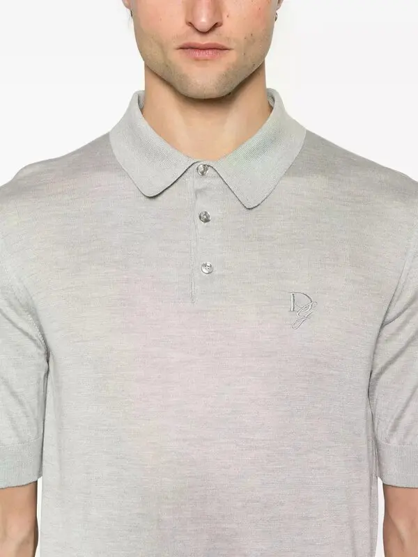 Dolce & Gabbana Logo-embroidered Silk Polo Shirt - Grey