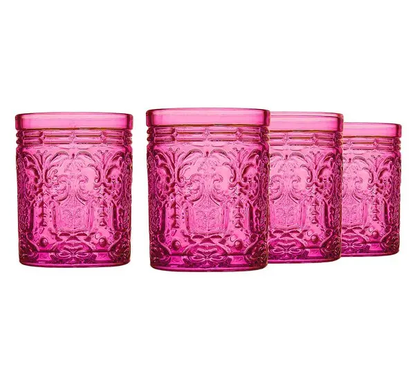 GODINGER Jax Hot Pink Double Old Fashion, Set Of 4 - One-color
