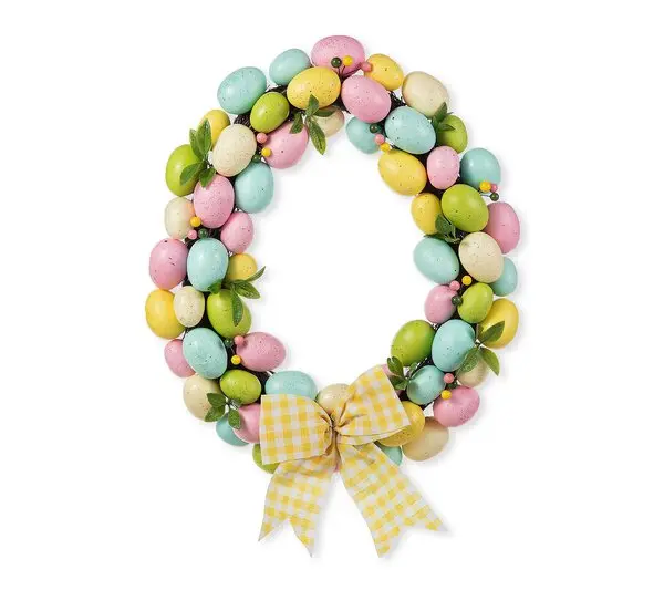GLITZHOME 18'd Many Many Easter Eggs Egg Shaped Wreath