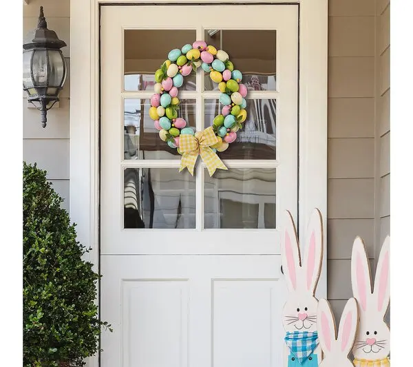 GLITZHOME 18'd Many Many Easter Eggs Egg Shaped Wreath