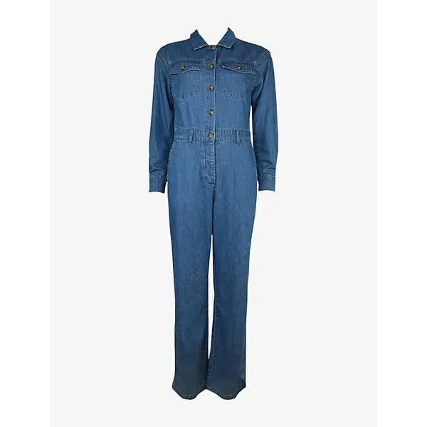 RO&ZO Long-sleeve Denim Jumpsuit - Blue