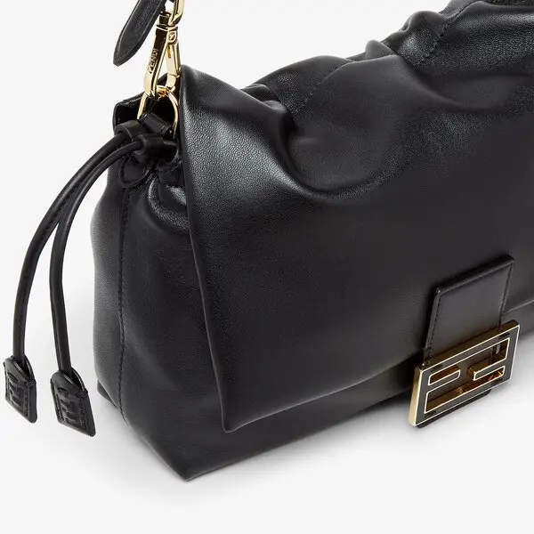 Fendi Baguette Soft Medium Nappa Leather Bag - Black