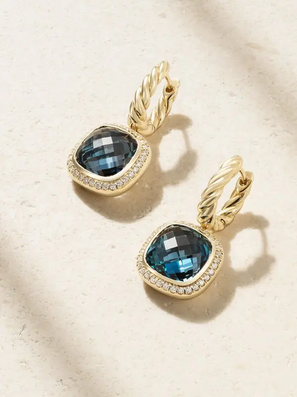 David Yurman Albion Topaz And Diamond Earrings - Blue