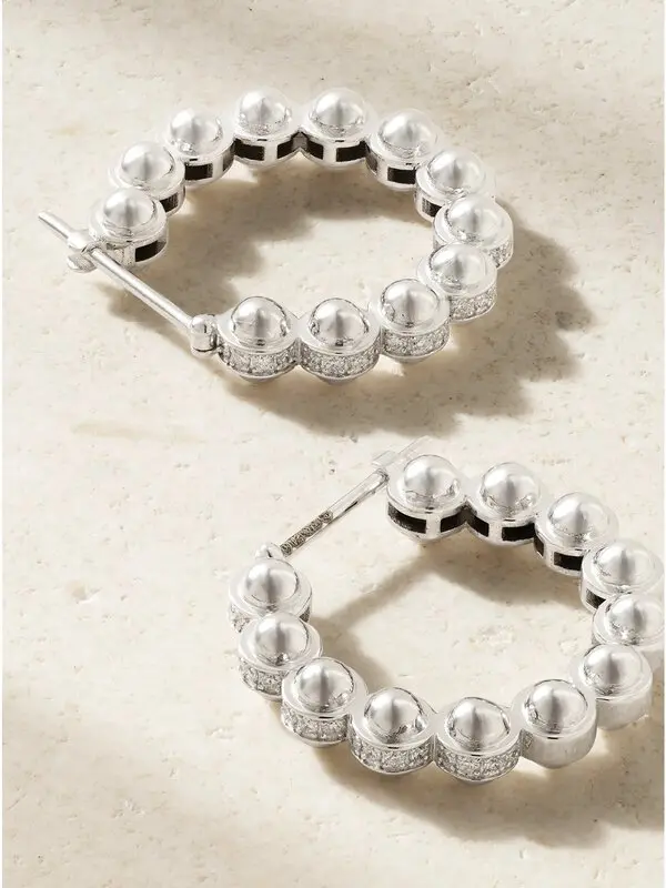 L’ATELIER NAWBAR The Atom 18-karat White Gold Diamond Hoop Earrings