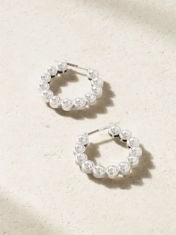 L’ATELIER NAWBAR The Atom 18-karat White Gold Diamond Hoop Earrings