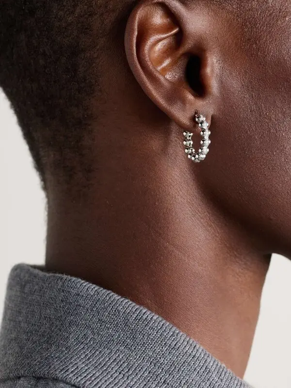 L’ATELIER NAWBAR The Atom 18-karat White Gold Diamond Hoop Earrings