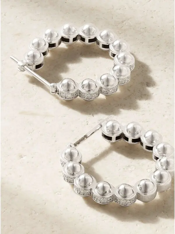 L’ATELIER NAWBAR The Atom 18-karat White Gold Diamond Hoop Earrings