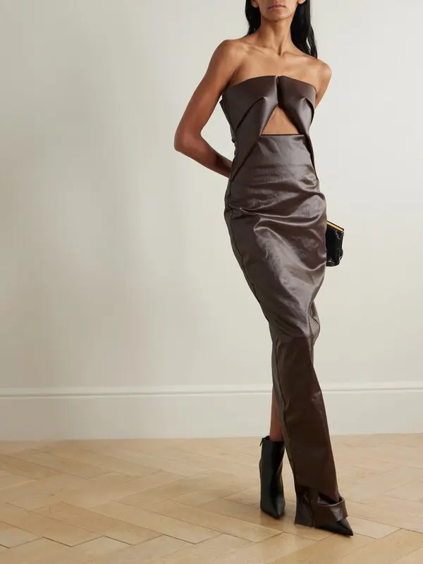 rick owens coated denim dress Rick Owens Coated Denim Maxi Dress in Natural