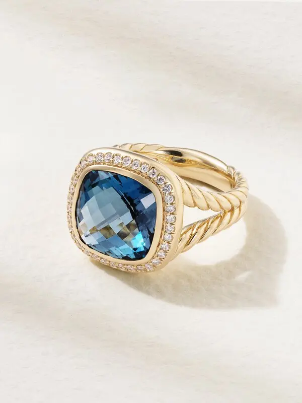 David Yurman Albion 18-karat Gold, Topaz And Diamond Ring - Blue