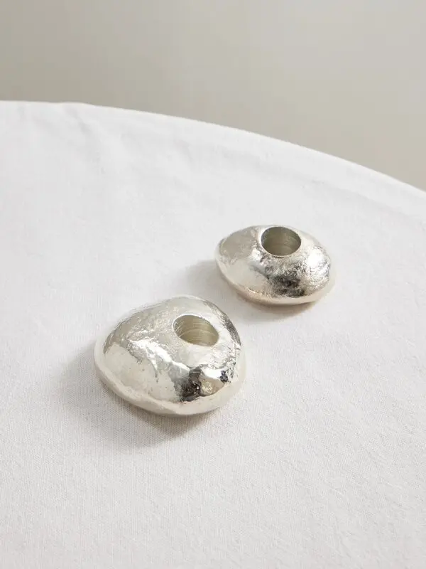 ALIGHIERI The Floating Pebble Set Of Two -plated Candlesticks - Silver